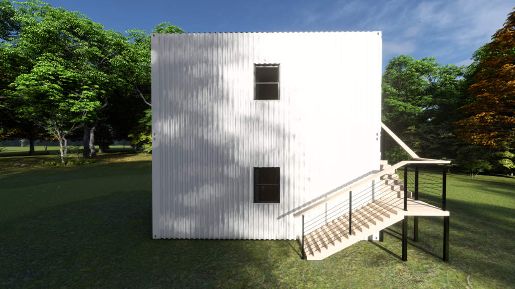 Two-Story Shipping Container ADU Plans - Duplex 320 sq-ft Studios